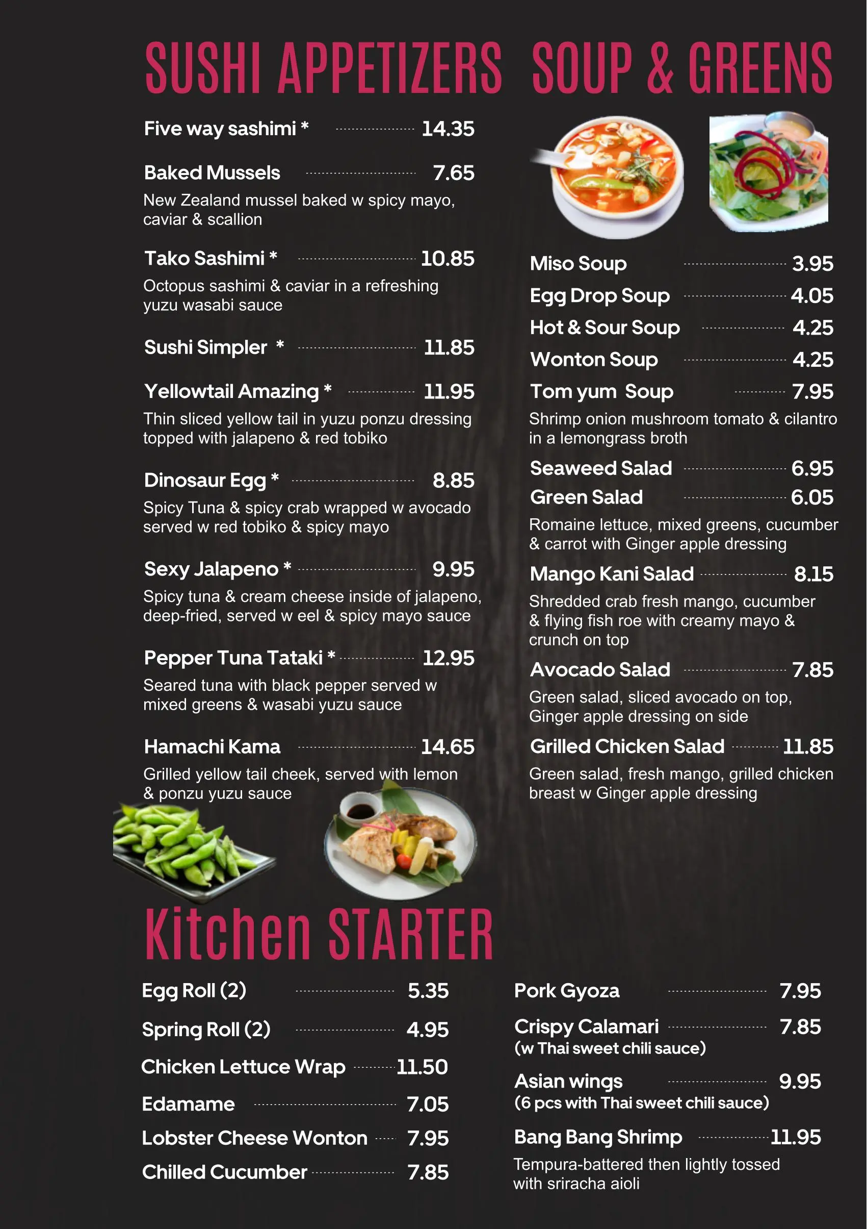 All Day Menu - M Fresh Asian Fusion