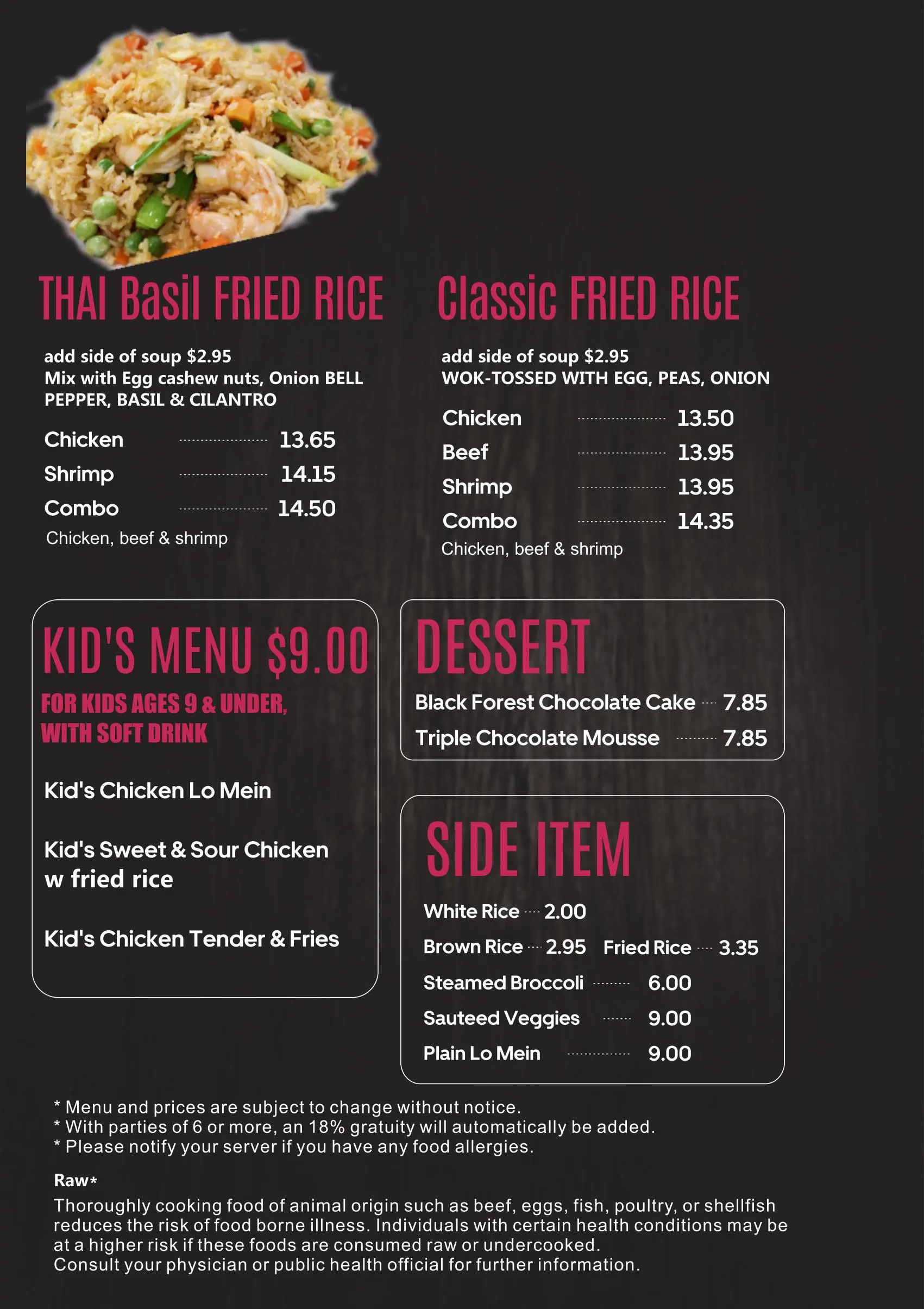 All Day Menu - M Fresh Asian Fusion